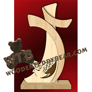Cross with Dove | Fretwork Scroll Saw Pattern | Wooden Teddy Bear