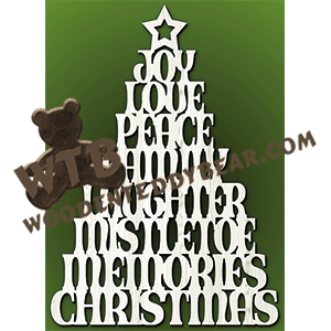 Words Christmas Tree | Fretwork Scroll Saw Pattern | Wooden Teddy Bear ...