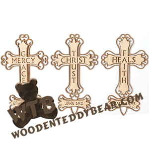 Set of 3 Layered Intersecting Word Crosses | Fretwork Scroll Saw ...