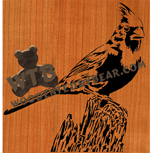 Cardinal on Fence Post | Fretwork Scroll Saw Pattern | Wooden Teddy Bear