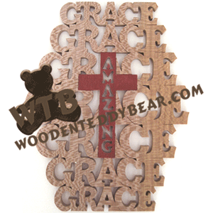 Grace with Amazing Cross | Fretwork Scroll Saw Pattern | Wooden Teddy ...