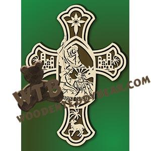 Holy Family Cross fretwork scroll saw pattern |The Wooden Teddy Bear