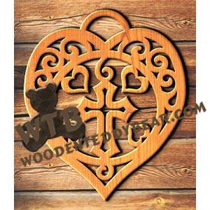 Cross in Heart #2 fretwork scroll saw pattern |The Wooden Teddy Bear ...