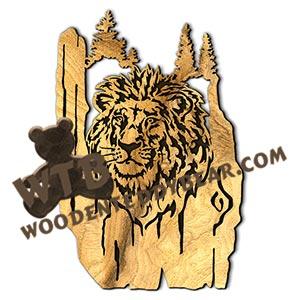 Lion Rustic Wood Slab fretwork scroll saw pattern |The Wooden Teddy Bear