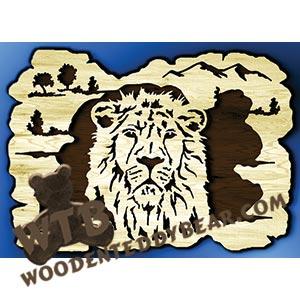 Male Lion Rustic Wood Slab fretwork scroll saw pattern | The Wooden ...