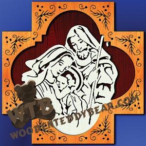 Holy Family in Cross | Fretwork Scroll Saw Pattern | Wooden Teddy Bear ...
