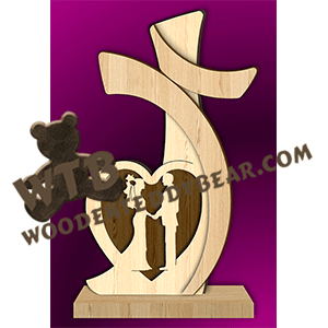 Cross with Wedding Couple | Fretwork Scroll Saw Pattern | Wooden Teddy ...