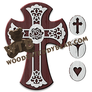 Layered Cross With Symbols Overlay | Fretwork Scroll Saw Pattern ...
