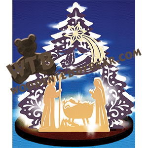 Lighted Tree With Nativity Scene | Fretwork Scroll Saw Pattern | Wooden Teddy Bear - The Wooden ...