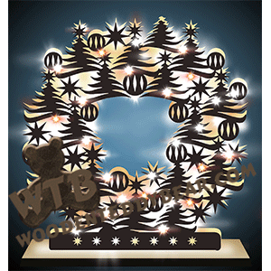 Lighted Tree Wreath | Fretwork Scroll Saw Pattern | Wooden Teddy Bear ...