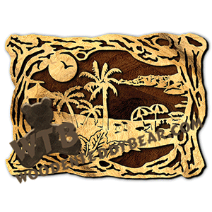 Wood Frame With Beach Scene | Fretwork Scroll Saw Pattern | Wooden ...