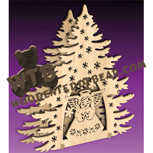 Two-Layer Tree - Angel | Fretwork Scroll Saw Pattern | Wooden Teddy ...