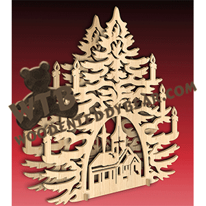 Two-Layer Tree - Church | Fretwork Scroll Saw Pattern | Wooden Teddy ...