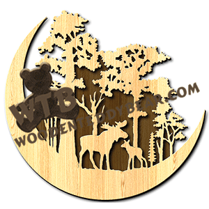 Crescent Plaque - Moose & Calf | Fretwork Scroll Saw Pattern | Wooden ...