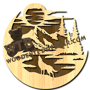 Crescent Plaque - Wolves | Fretwork Scroll Saw Pattern | Wooden Teddy ...