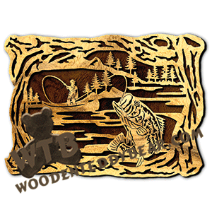 Wood Frame with Bass Fishing | Fretwork Scroll Saw Pattern | Wooden ...