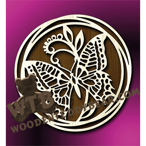 Triple Ring Framed Butterfly | Fretwork Scroll Saw Pattern | Wooden ...