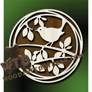 Triple Ring Framed Bird on a Branch | Fretwork Scroll Saw Pattern ...