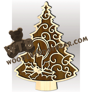 Candle & Holly Tree | Fretwork Scroll Saw Pattern | Wooden Teddy Bear ...