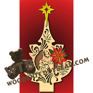 Poinsettia Tree with Mary & Jesus | Fretwork Scroll Saw Pattern ...