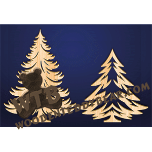 Two Simple Trees #2 | Fretwork Scroll Saw Pattern | Wooden Teddy Bear