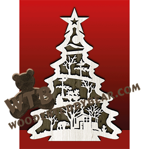 Cabin Scene in a Tree | Fretwork Scroll Saw Pattern | Wooden Teddy Bear ...