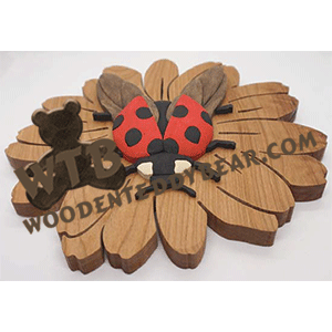Segmentation Ladybug on a Daisy | Fretwork Scroll Saw Pattern | Wooden ...