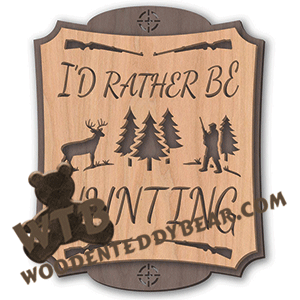 I'd Rather Be Hunting | Fretwork Scroll Saw Pattern | Wooden Teddy Bear